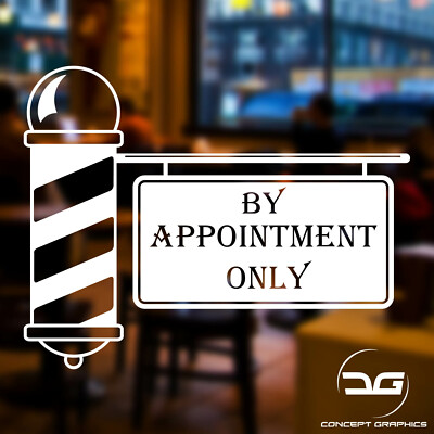Appointment Only Barber Shop Pole Hair Salon Business Window Wall Sign ...