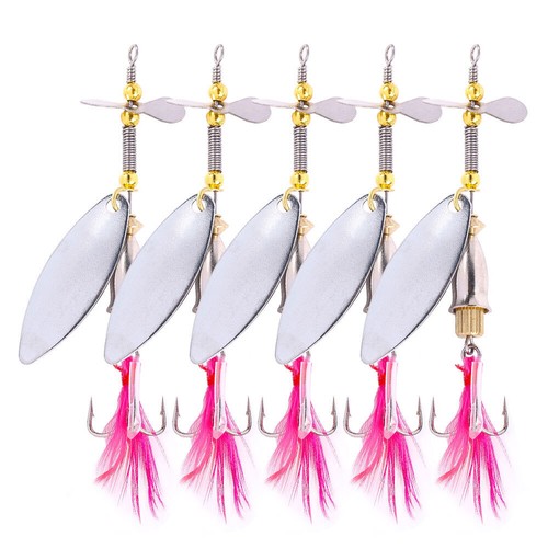 15PCS Trolling Fishing Lures Spinnerbait Spoon Bait 8.5cm/7g Metal ...