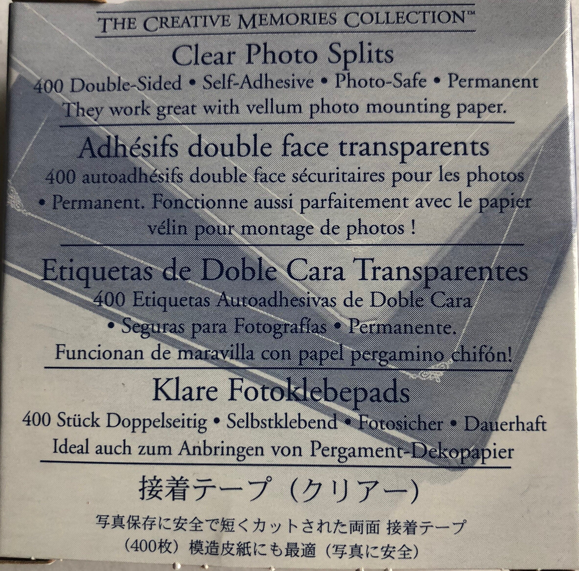 400 Clear Photo Splits by Creative Memories Scrapbook Adhesive Roll in ...