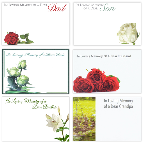 In Loving Memory Male Flower Message Cards - Brother, Dad, Grandad ...