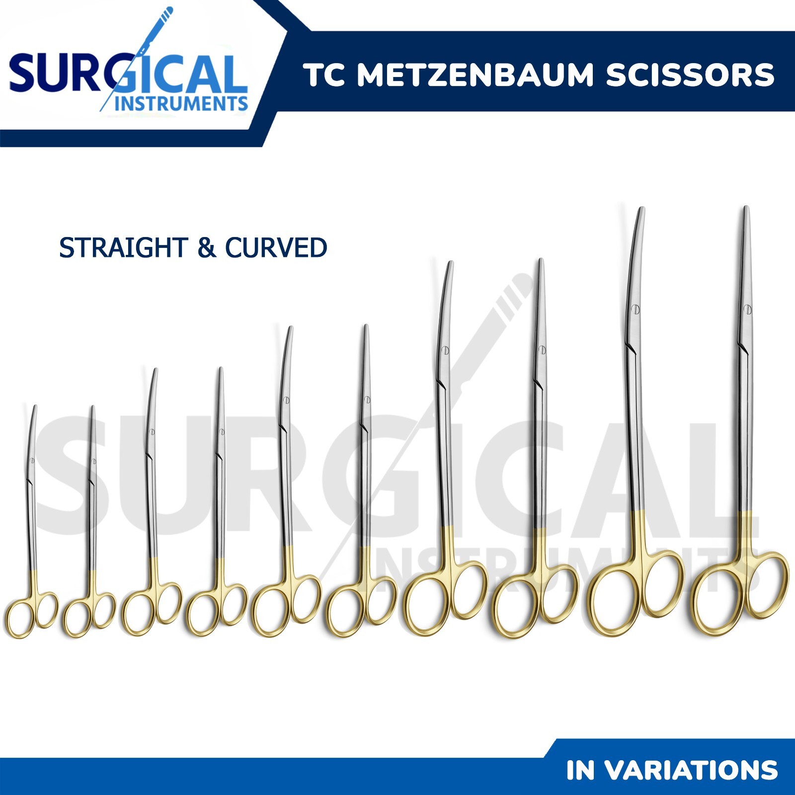 T/C Metzenbaum Scissors Straight & Curved Set Surgical Instruments ...