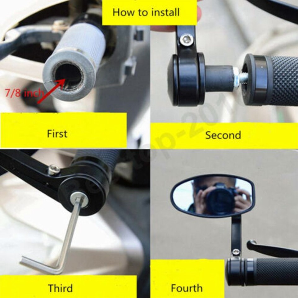 For Honda CB125R CB650R CB650F Motorcycle 7/8" Bar End Rearview Mirrors ...