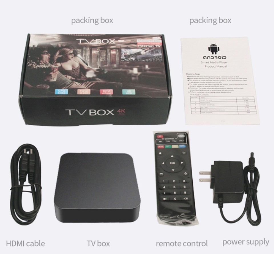 Smart TV Box Android Dual WIFI Quad Core 4K UHD Media Stream Player MX ...