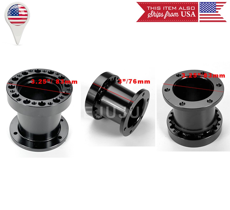 3" Gunmetal Steering Wheel 6 Holes x 70mm Hub Extender Extension Spacer ...