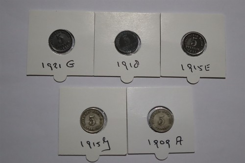 🧭 🇩🇪 GERMANY EMPIRE - 5 PFENNIG - 5 EARLY COINS B53 #250 CG44 | eBay