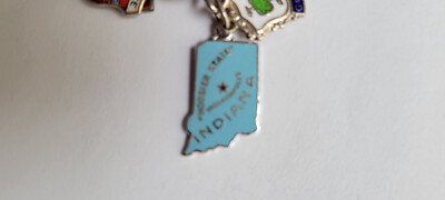 INDIANA - State outline - Vintage Sterling Silver & Enamel Charm FREE ...
