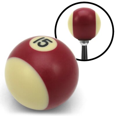 Dark Red Stripe Number 15 Billiard Pool Ball Custom Shift Knob-Steel ...