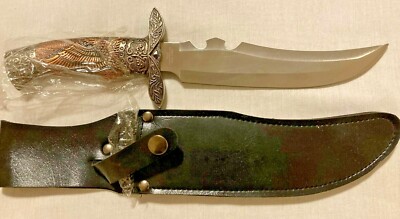 New Maxam Sport Knife Engraved Eagle Handle with Sheath | eBay
