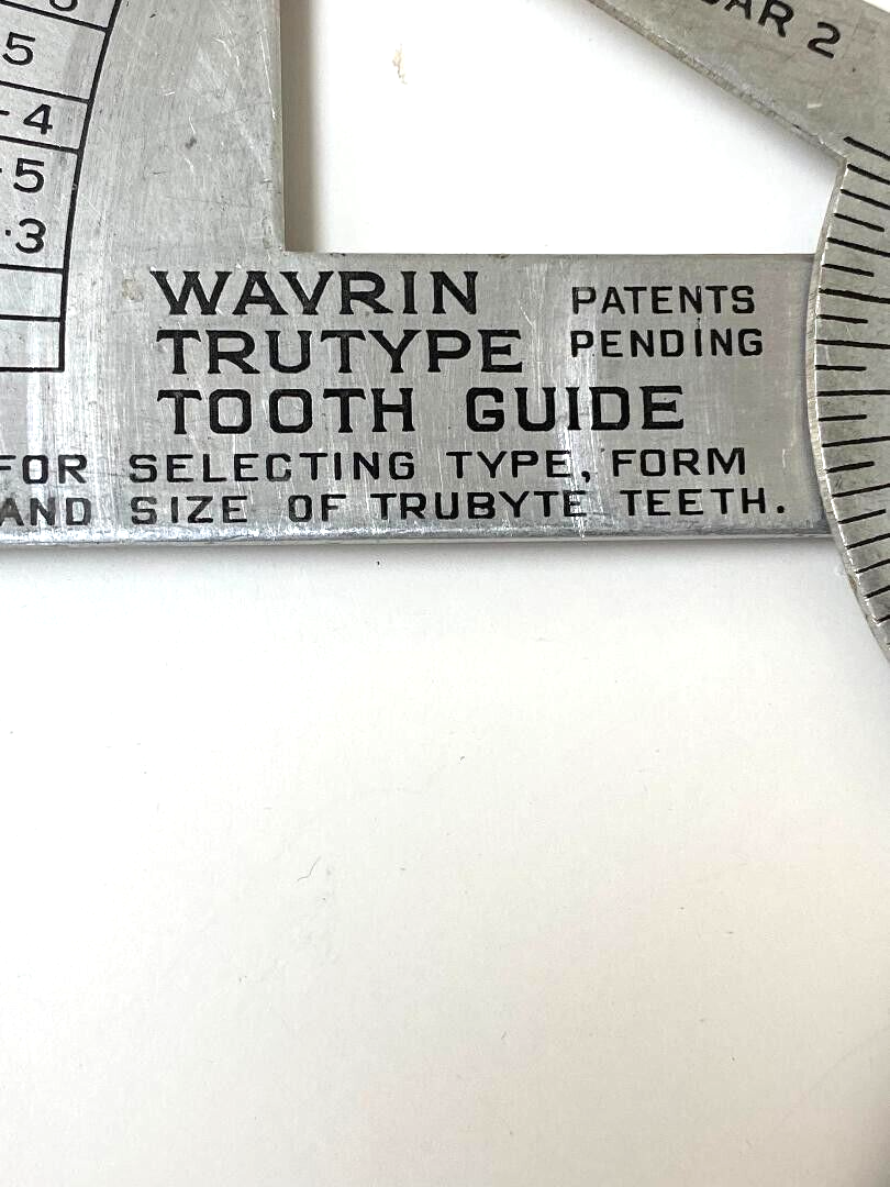 WAVRIN TRUTYPE TOOTH GUIDE FOR SELECTING TRUBYTE COMPLETE DENTURE TEETH ...