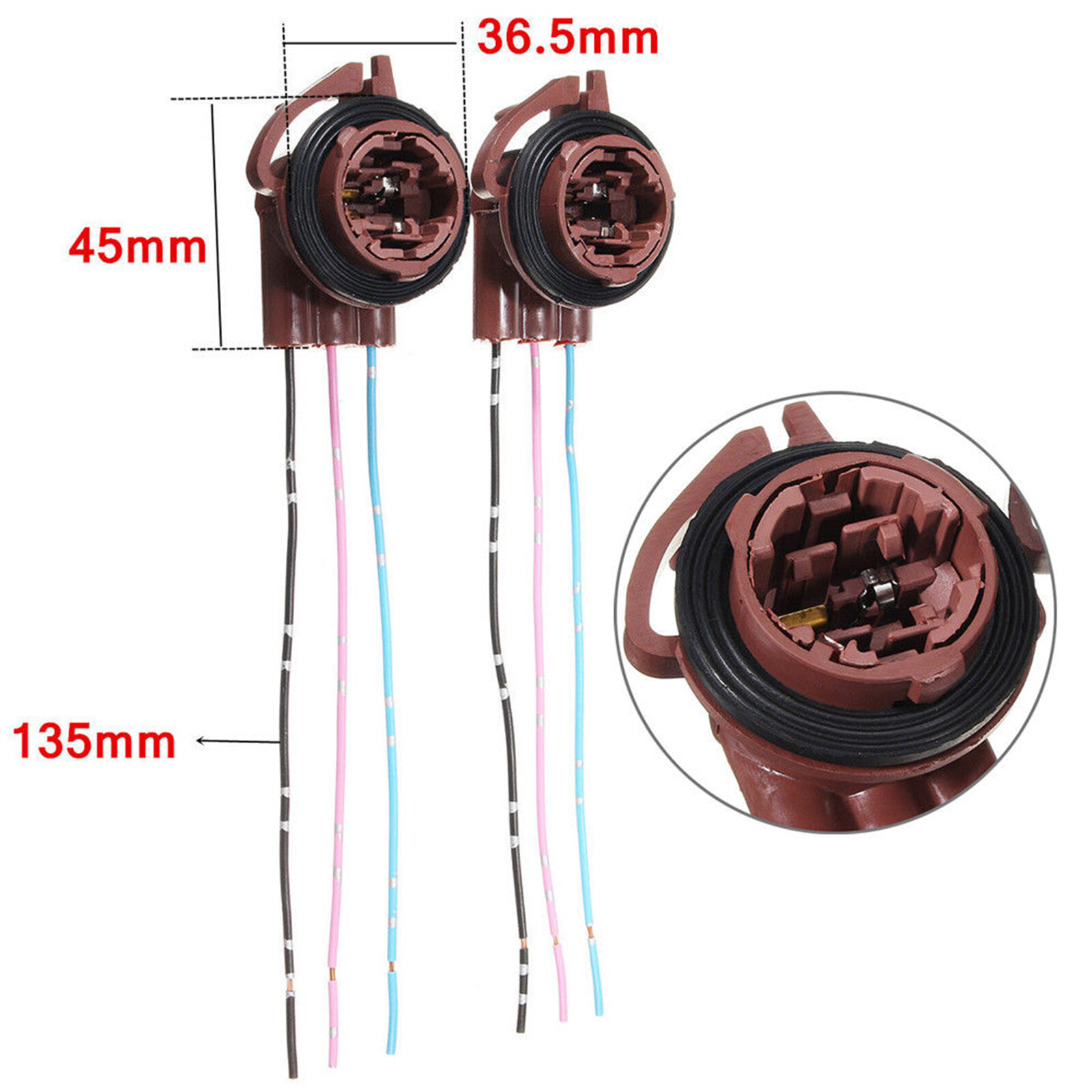 2X 3157 4157NA Bulb 2 tabs Socket Turn Signal Light Harness Wire Plug ...