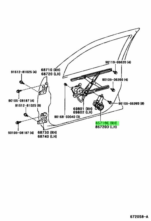 MOTOR ASSY, POWER WINDOW REGULATOR, RH Genuine Toyota LEXUS OEM 85710 ...
