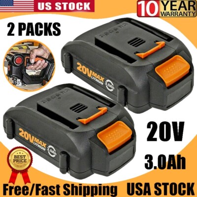 2PACK For WORX WA3520 20V MAX Lithium Ion Battery 20 Volt WA3525 WA3575 ...