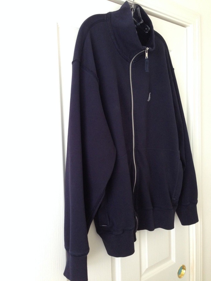 NAUTICA MENS SUPER SHARP DARK BLUE COTTON ZIP FRONT JACKET - SIZE XL | eBay