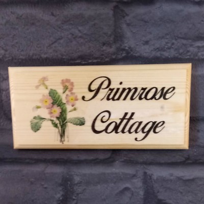Personalised Primrose Sign, House Name Number Cottage Flowers Garden ...