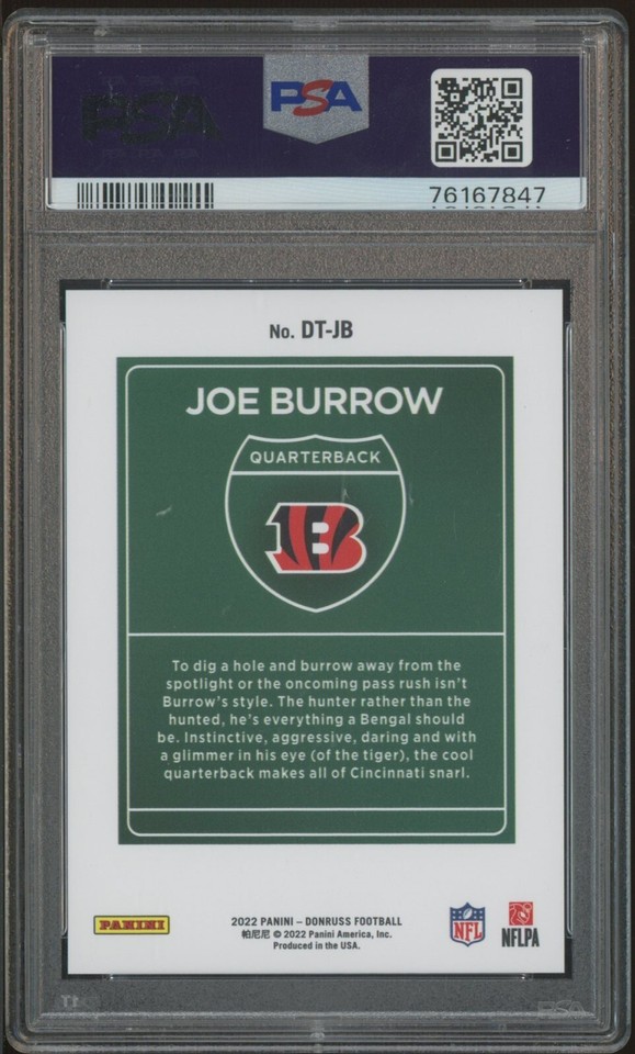 2022 Donruss Downtown! #DTJB Joe Burrow Cincinnati Bengals SSP PSA 10 ...
