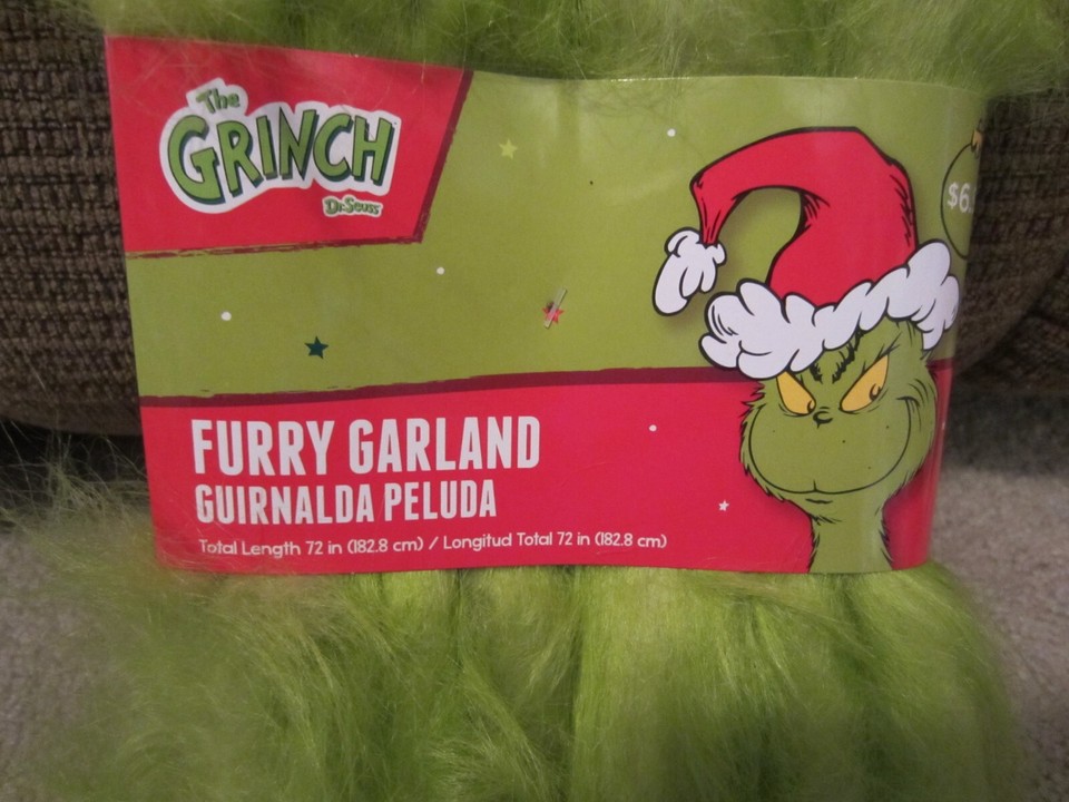 The Grinch Furry Garland 72" Length GREEN Dr. Seuss Christmas NEW RUZ ...