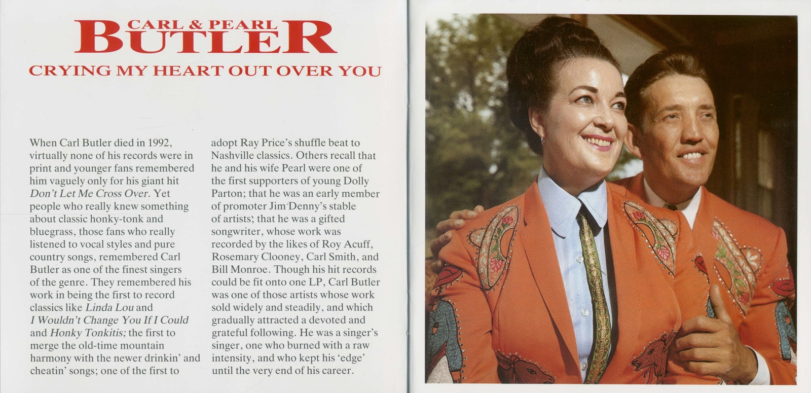 Carl & Pearl Butler - Crying My Heart Out Over You (CD) - Classic ...