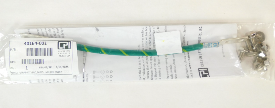 40164-001 CPI Cable Runway Bonding Strap Kit 6AWG Bonding Strap ...