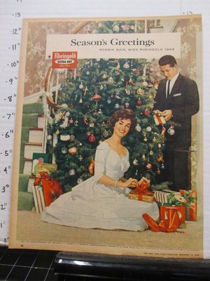 newspaper ad 1959 RHEINGOLD beer Robbin Bain Christmas tree ornaments ...