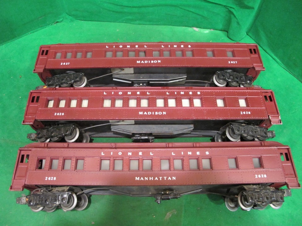 LIONEL TRAINS POST-WAR 2627 / 2628 / 2628 MADISON CAR SET- RESTORED | eBay