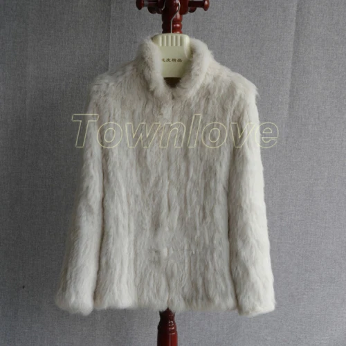 Women Real Rabbit Fur Knitted WarmCoat Female Casual Long Sleeve Fur ...