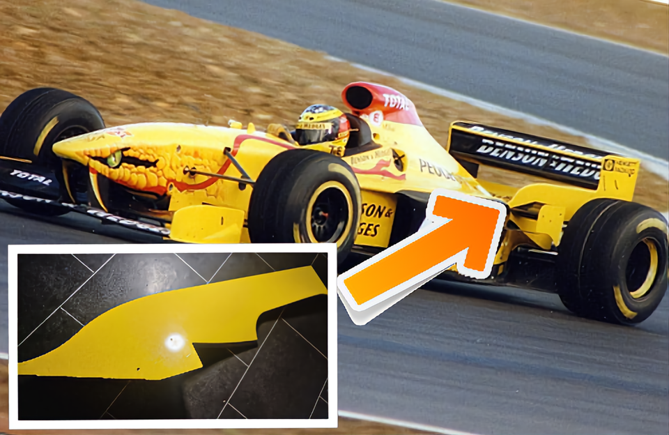 Race Used Jordan 197 F1 car part rear wing ArtiF1ed edt art Keyring ...