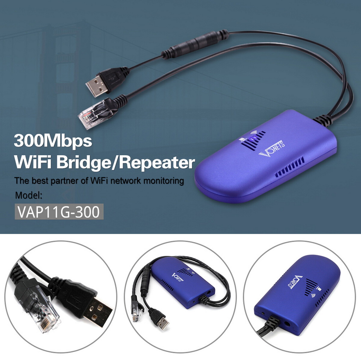 Wireless Bridge Dongle WiFi Rj45 Ethernet Port to Wire Cable Convert ...