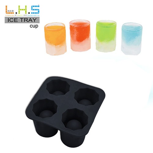 4-Cup Ice Cube Shot Shape Rubber Shooters Glass Freeze Mold Maker Tray ...