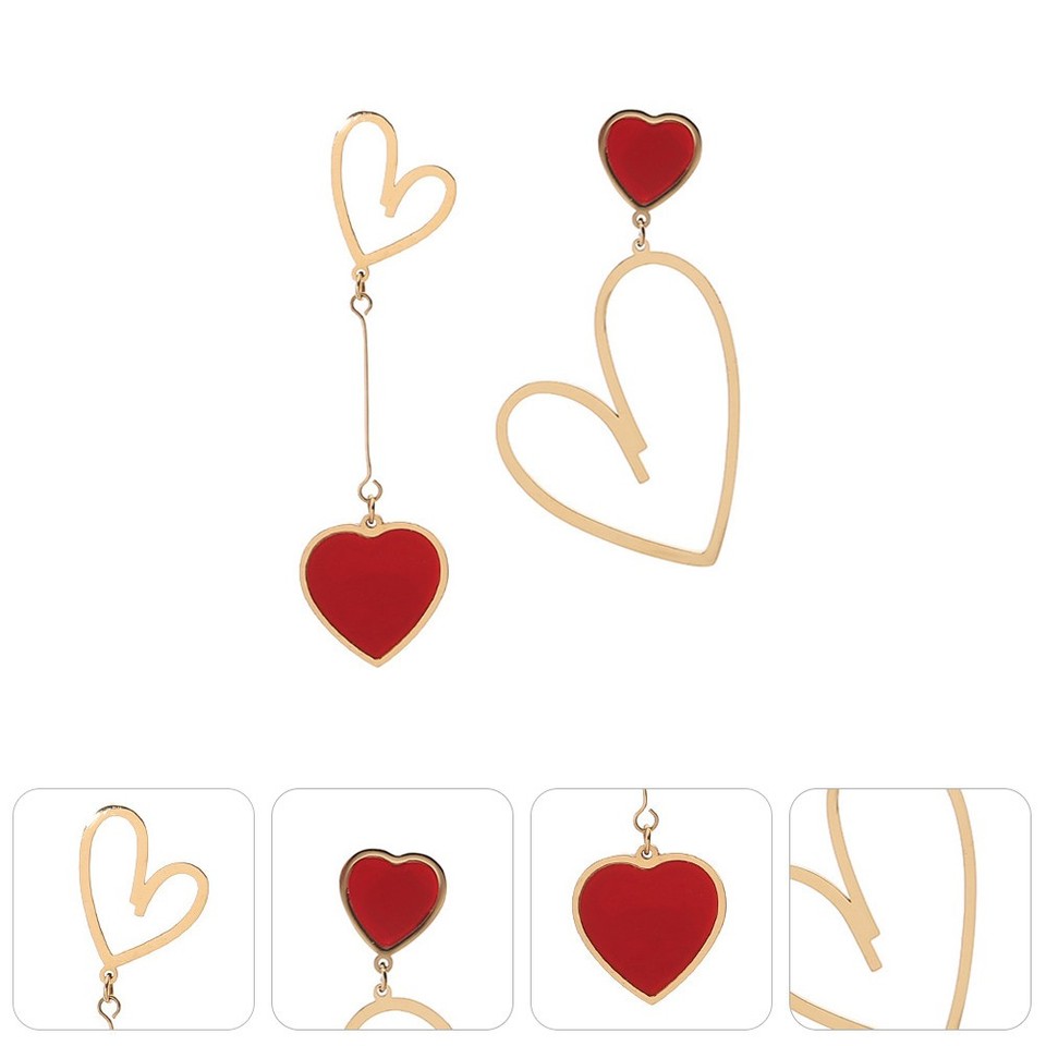 1 Pair Valentine's Day Ear Dangler Fashion Festive Heart Shape Earrings ...