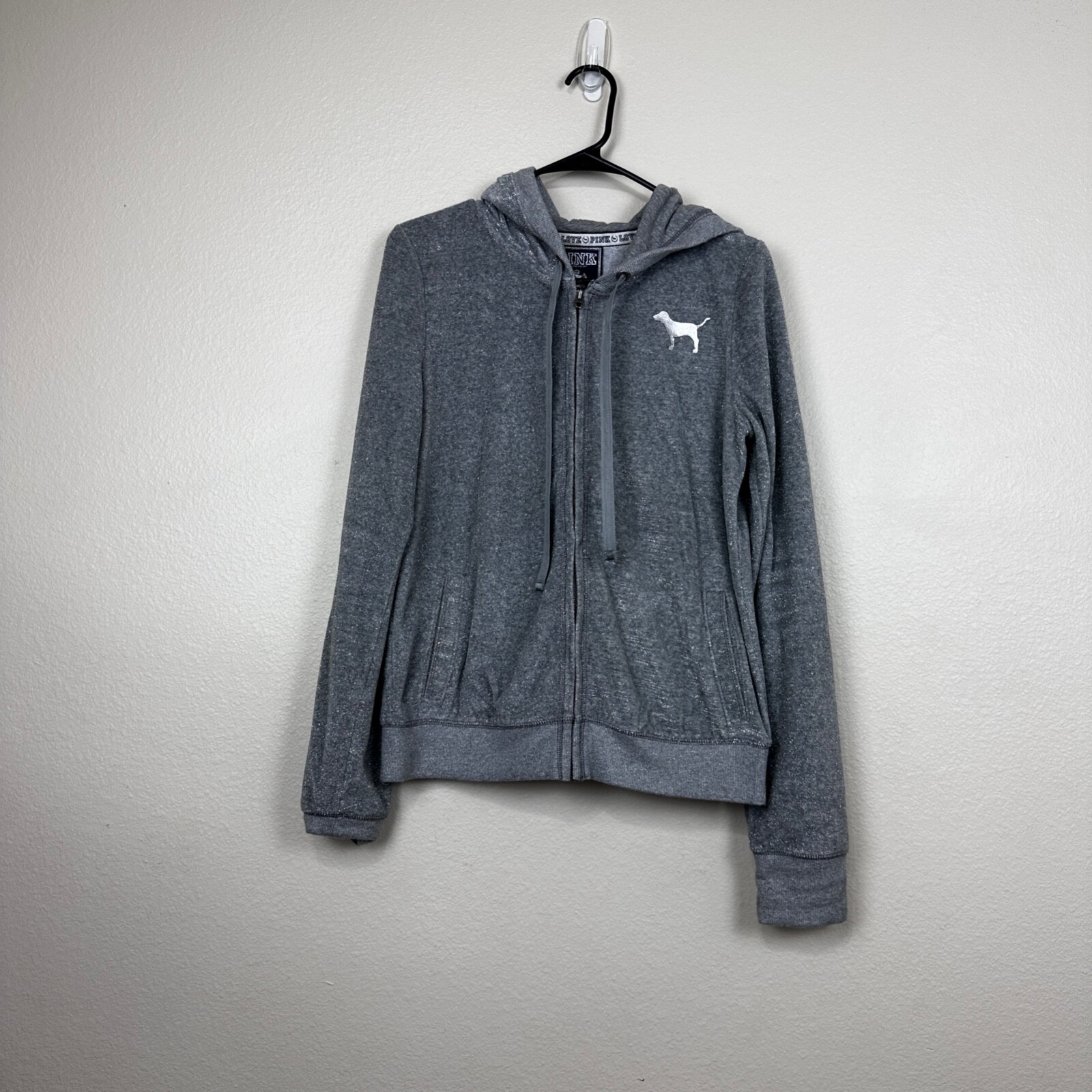 Vintage Victoria's Secret Gray Love Silver Glitter Sequined Heart Zip ...