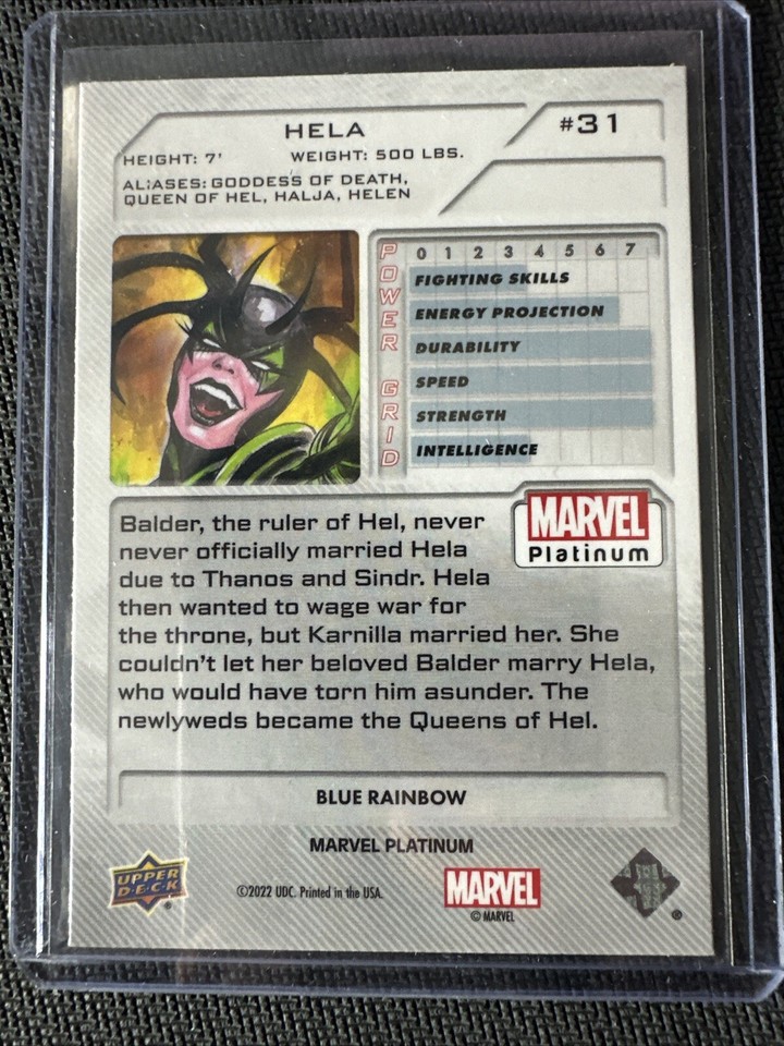#31 HELA 2023 Upper Deck Marvel Platinum BLUE RAINBOW | eBay