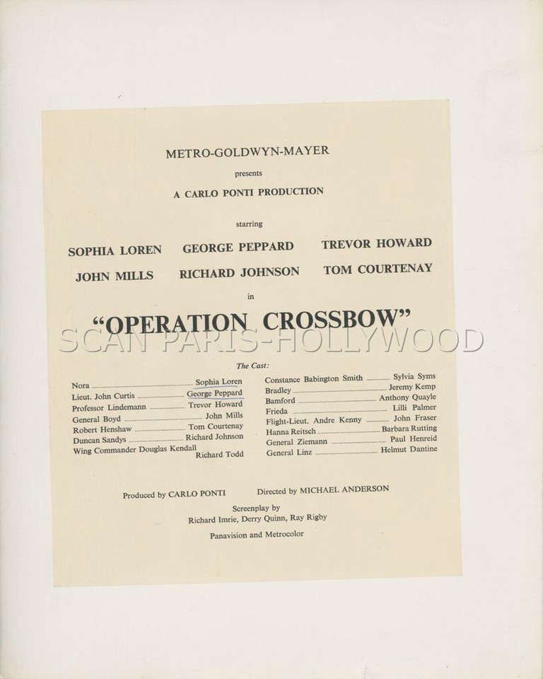 SOPHIA LOREN GEORGE PEPPARD OPERATION CROSSBOW 1965 PHOTO ORIGINAL #13 ...