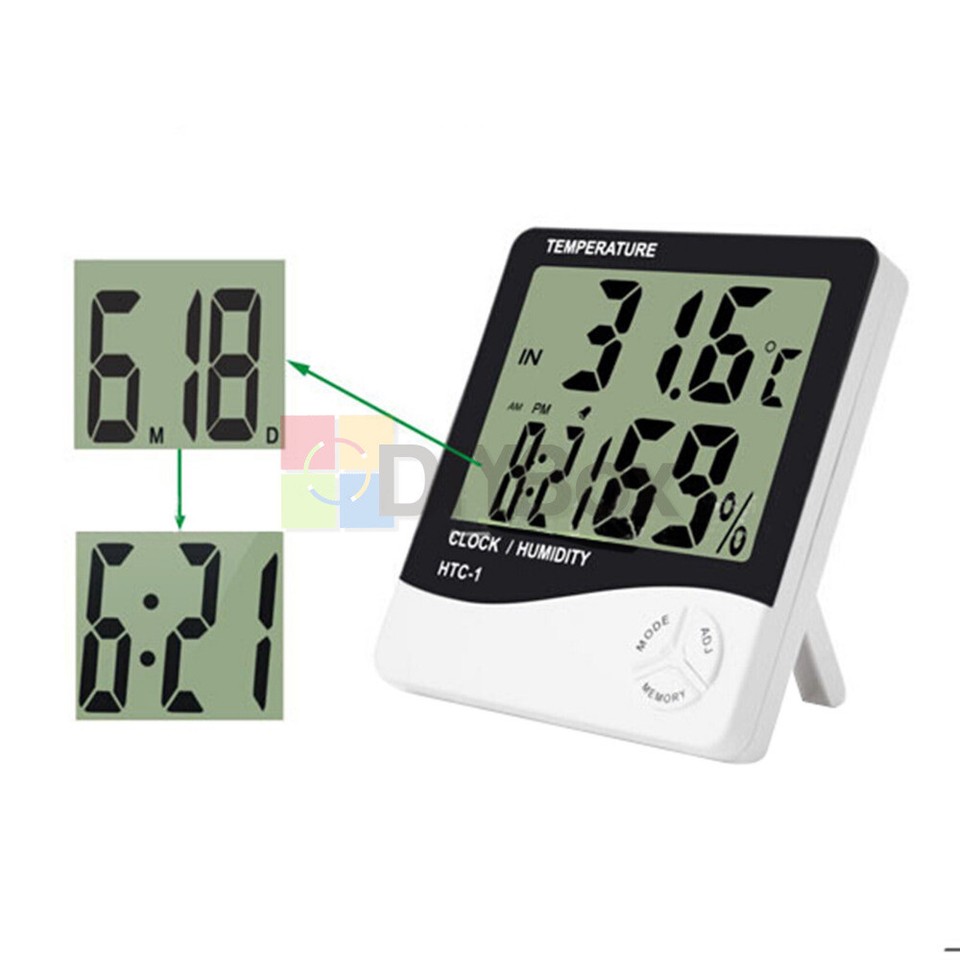 HTC-1 LCD Thermometer Hygrometer Weather Station Temperature Humidity W ...