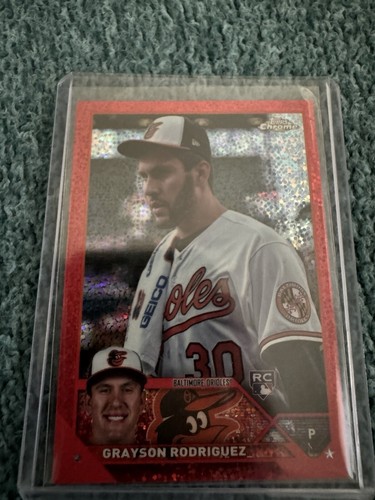 2023 topps chrome update grayson rodriguez Auto 4/5 Red Speckle Rookie ...