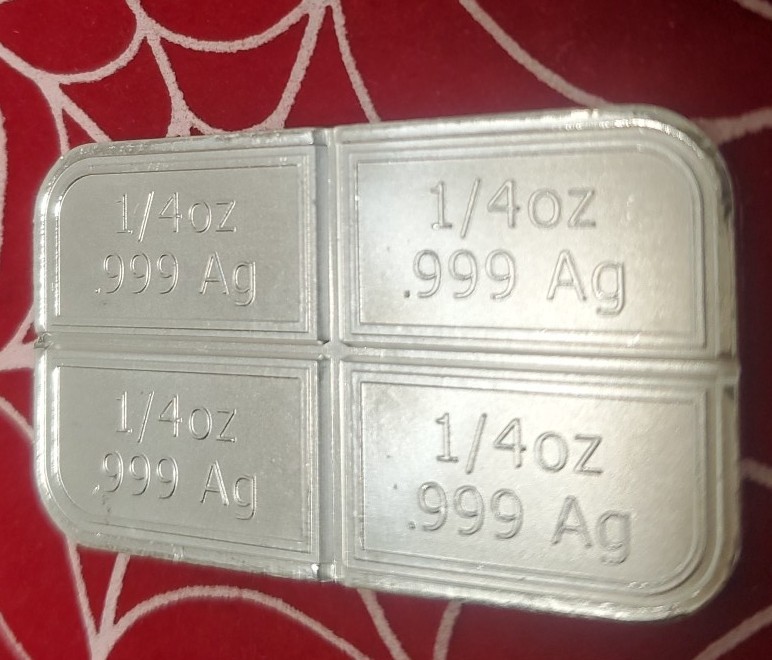 Pop Bullion 1 Troy oz Silver Bar .999 Fine Silver Fractional Bars 1/4 ...