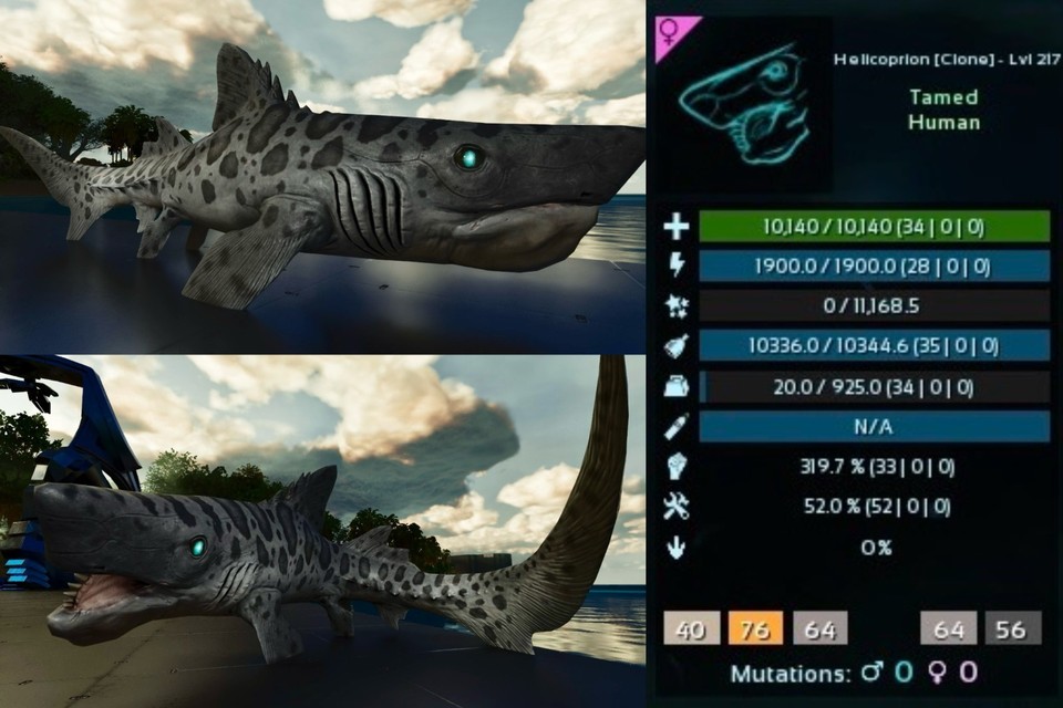 Ark Survival Ascended Pve Helicoprion Pair TOP Stats New Dino Clone ...
