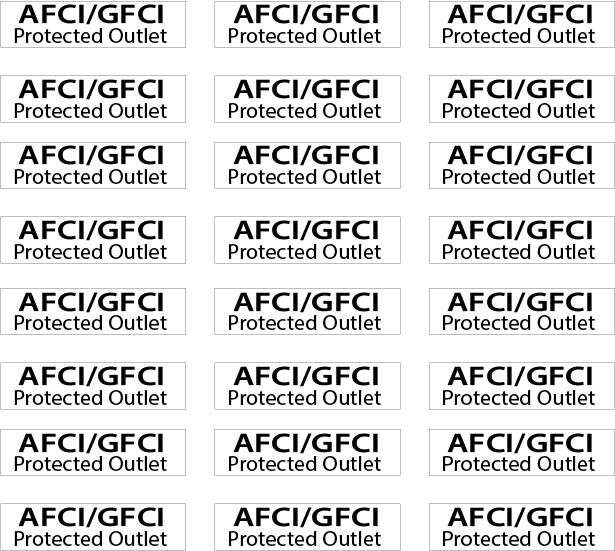 AFCI/GFCI Protected Receptacle Outlet Stickers 24Pack Special .25" x 1. ...