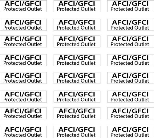 AFCI/GFCI Protected Receptacle Outlet Stickers 24Pack Special .25" x 1. ...