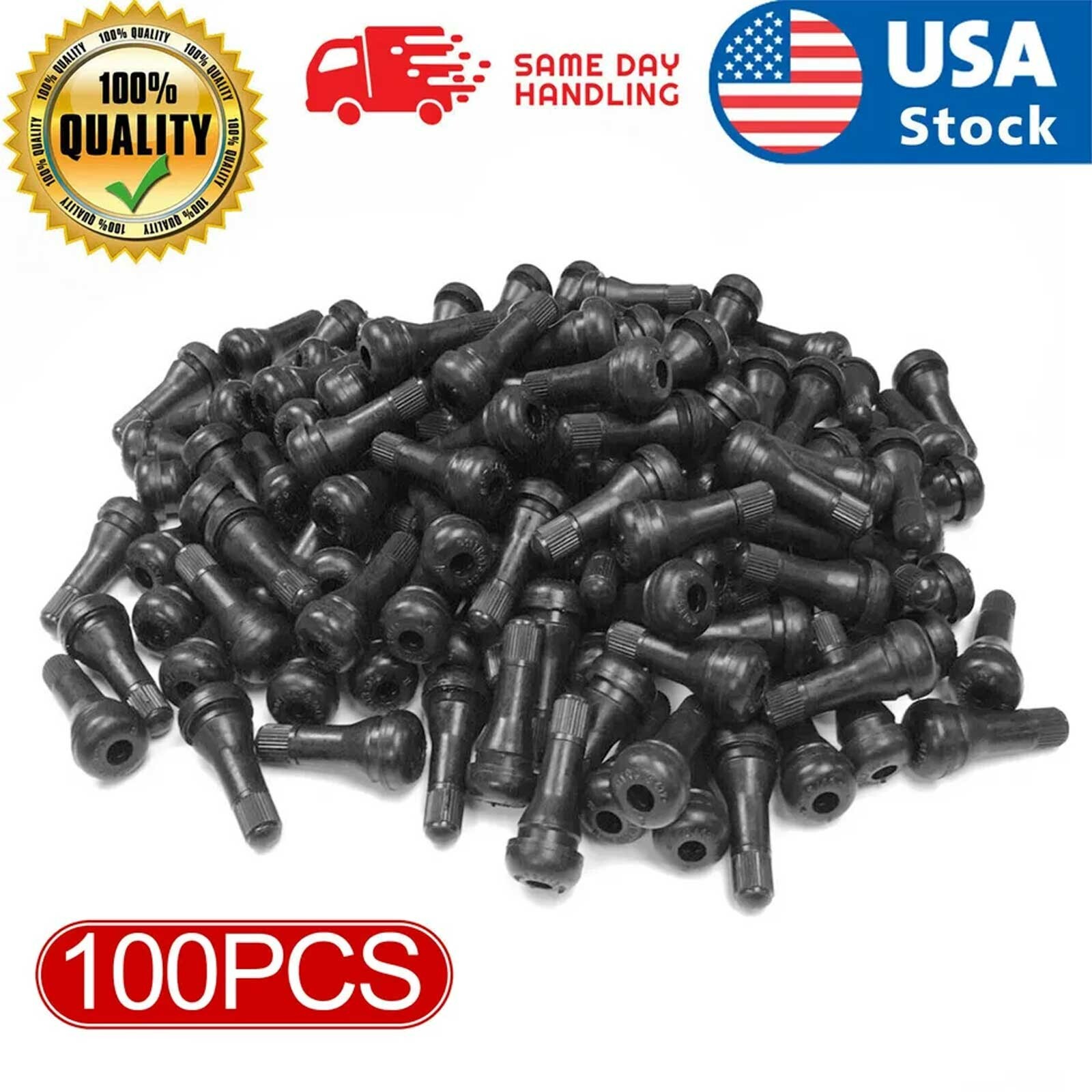 100pcs Valve Stems Car Tire Stem TR 413 TR413 Snap-In Tire Short Black ...