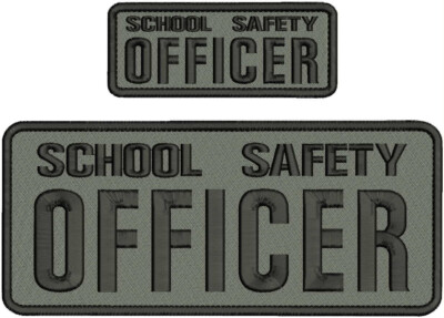 School Safety Officer 2 Embroidery patches 10x4 & 5x2 Velcr@ On Back ...