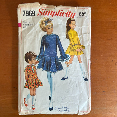Vintage Simplicity SEWING Pattern 7969 Girls Dress Size 10 | eBay