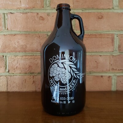 Dominion Wine and Beer New Falls Church, VA 64 oz. Glass Bottle Growler ...