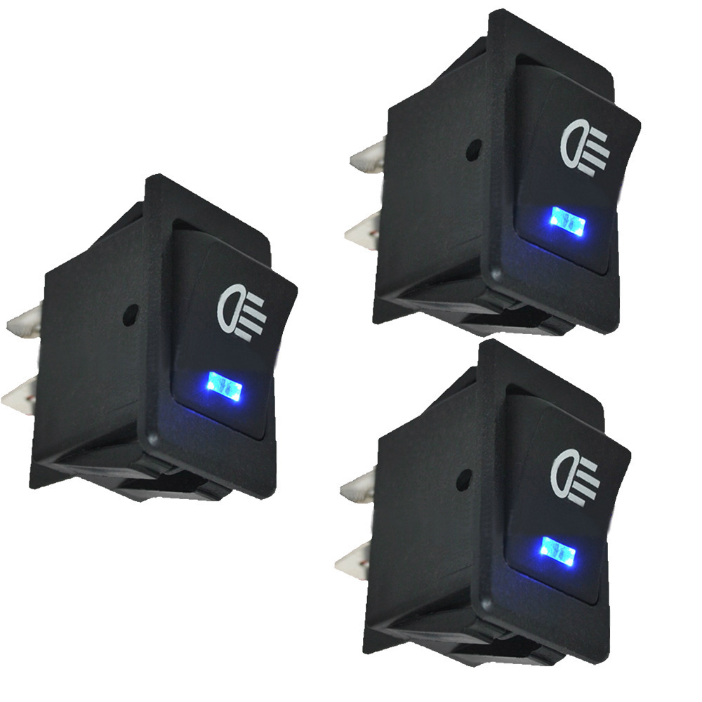 3 X 12V 35A Universal Car Fog Light Rocker Switch Blue LED Dash ...