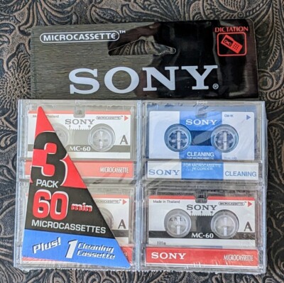 Sony Mc-60 Microcassette Blank 60 Min. Cassettes Plus 1 Cleaning ...
