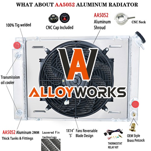 4 Row Aluminum Radiator Shroud Fan For 1984-1988 Pontiac Fiero 2.8L 2 ...