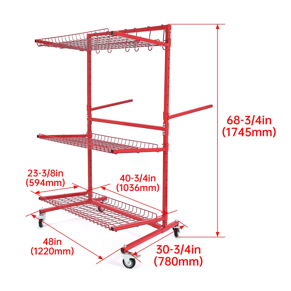 Parts Management Storage Rack Mobile Auto Body Rolling Parts Cart Car ...