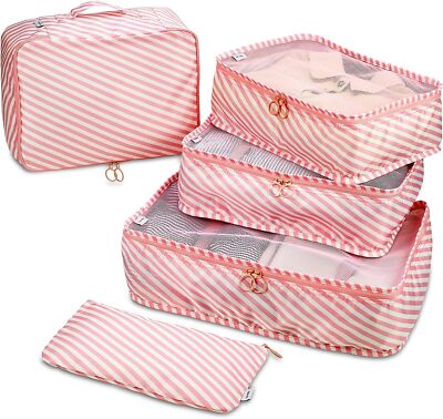 Travel Packing Cubes - 6 Piece Set Luggage One_Size, White & Navy | eBay