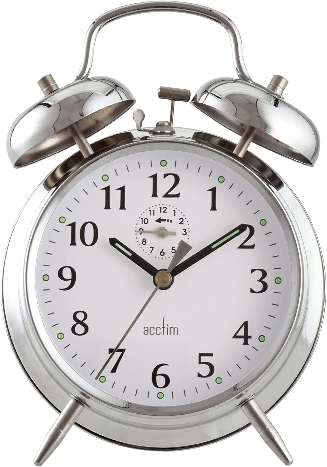 Acctim Mechanical Analogue Silver Bell Alarm Round Chrome Stainless ...