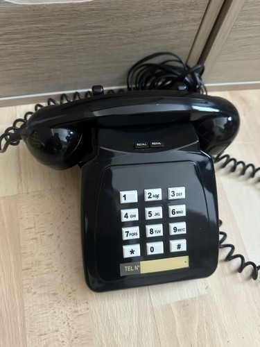 Push Button Landline Telephone Black And White Retro Style | eBay