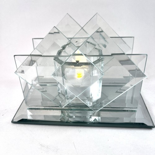 Tealight Votive Candle Holder Mirror and Glass Prism 5.5” x 4” x 3.5 ...